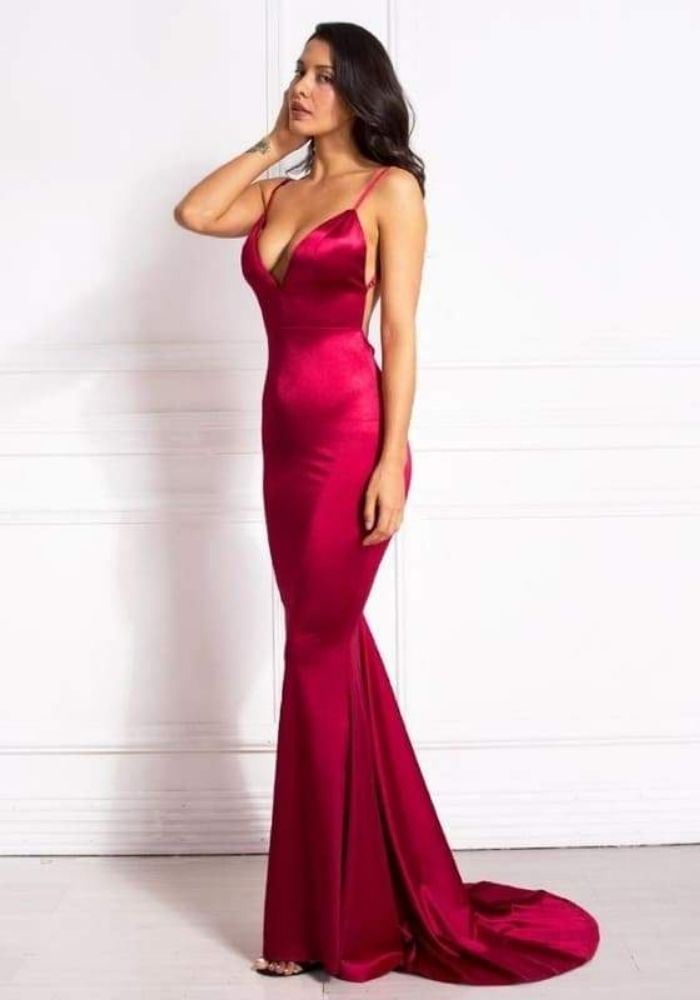 Robe Soirée Rouge Satin | Création Satin
